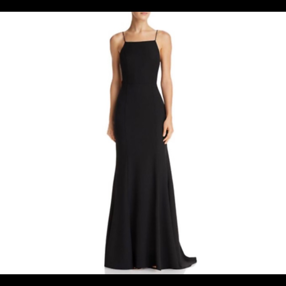 Jarlo Jemina Square Neck & Tie Back Black Gown - Gem